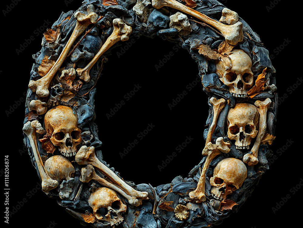 Ilustração alphabet, bones, letters, skeleton, spooky, eerie, creepy ...