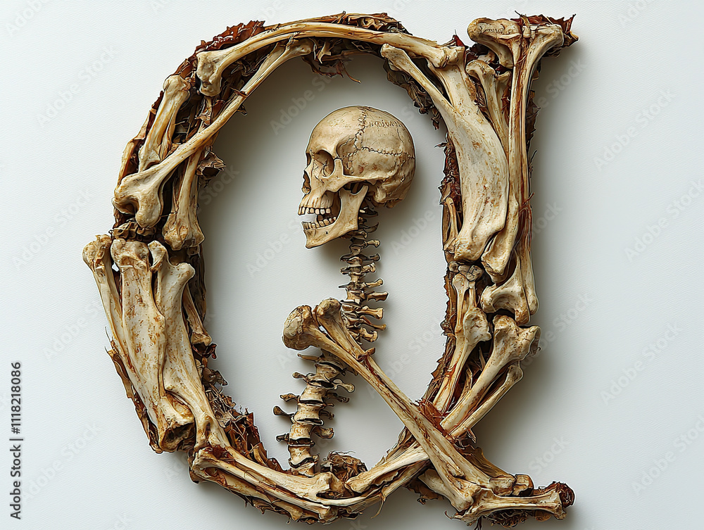 alphabet, bones, letters, skeleton, spooky, eerie, creepy, horror ...