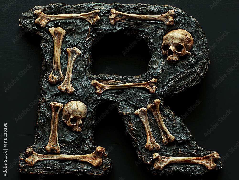alphabet, bones, letters, skeleton, spooky, eerie, creepy, horror ...
