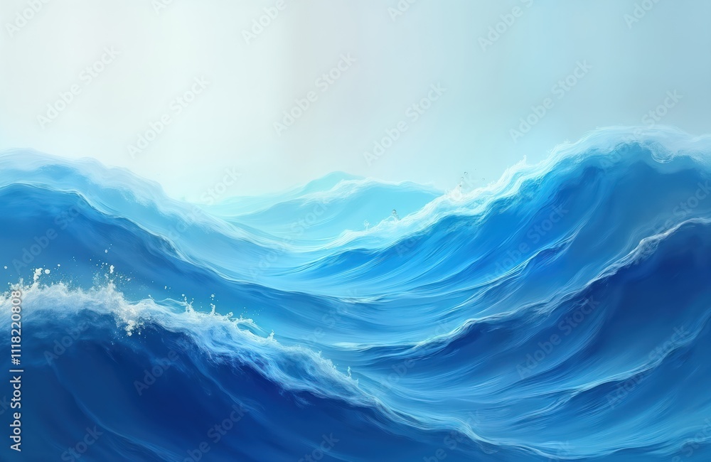 Calm azure waves flow smoothly. Abstract ocean texture. Liquid blue ...