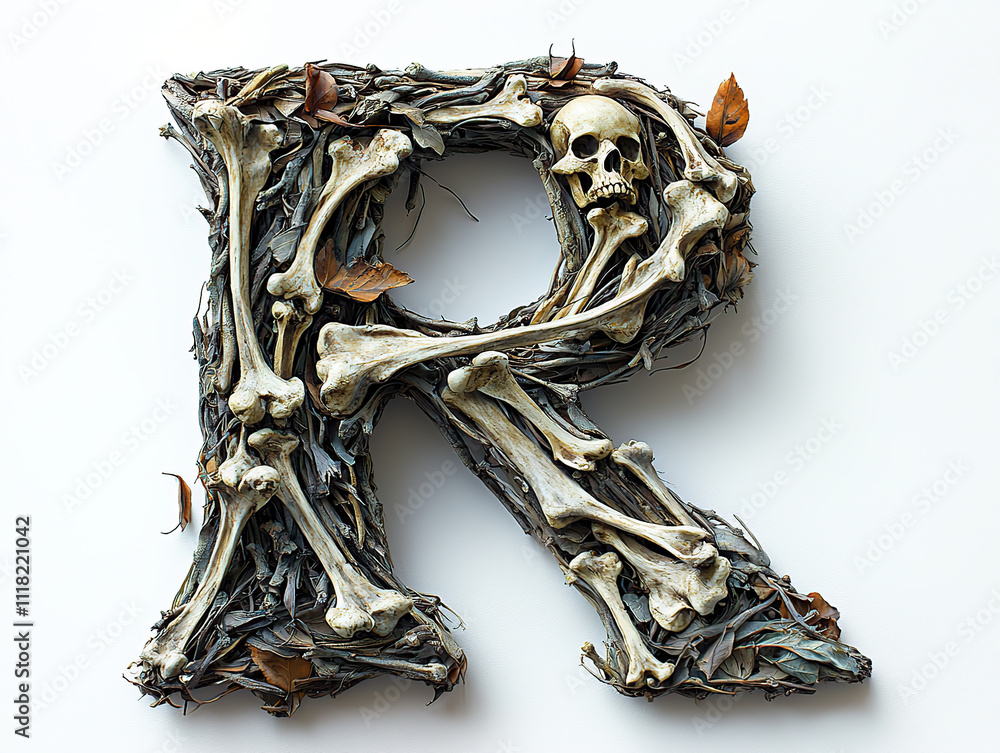 Foto de Stock alphabet, bones, letters, skeleton, spooky, eerie, creepy ...