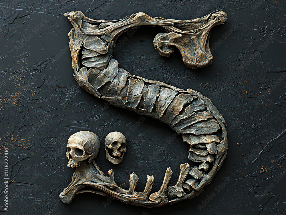 Foto de Stock alphabet, bones, letters, skeleton, spooky, eerie, creepy ...