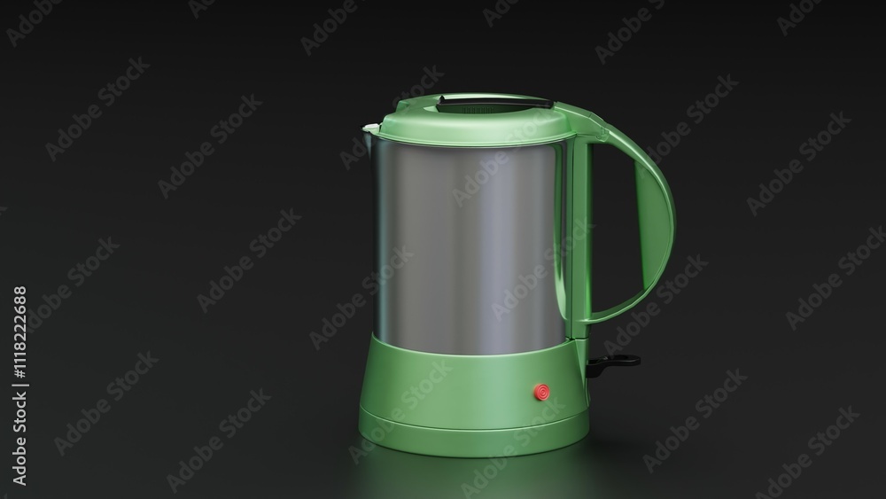 Realistic 3D electric kettle model with intricate details, ideal for e ...