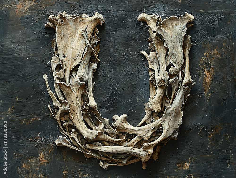 Ilustração alphabet, bones, letters, skeleton, spooky, eerie, creepy ...