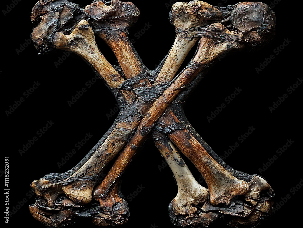 Illustration Stock alphabet, bones, letters, skeleton, spooky, eerie ...