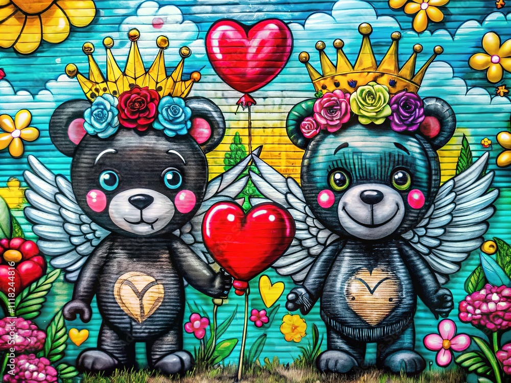 Black Spray Paint Bears Angel Wings Heart Balloon Tic Tac Toe Crown ...