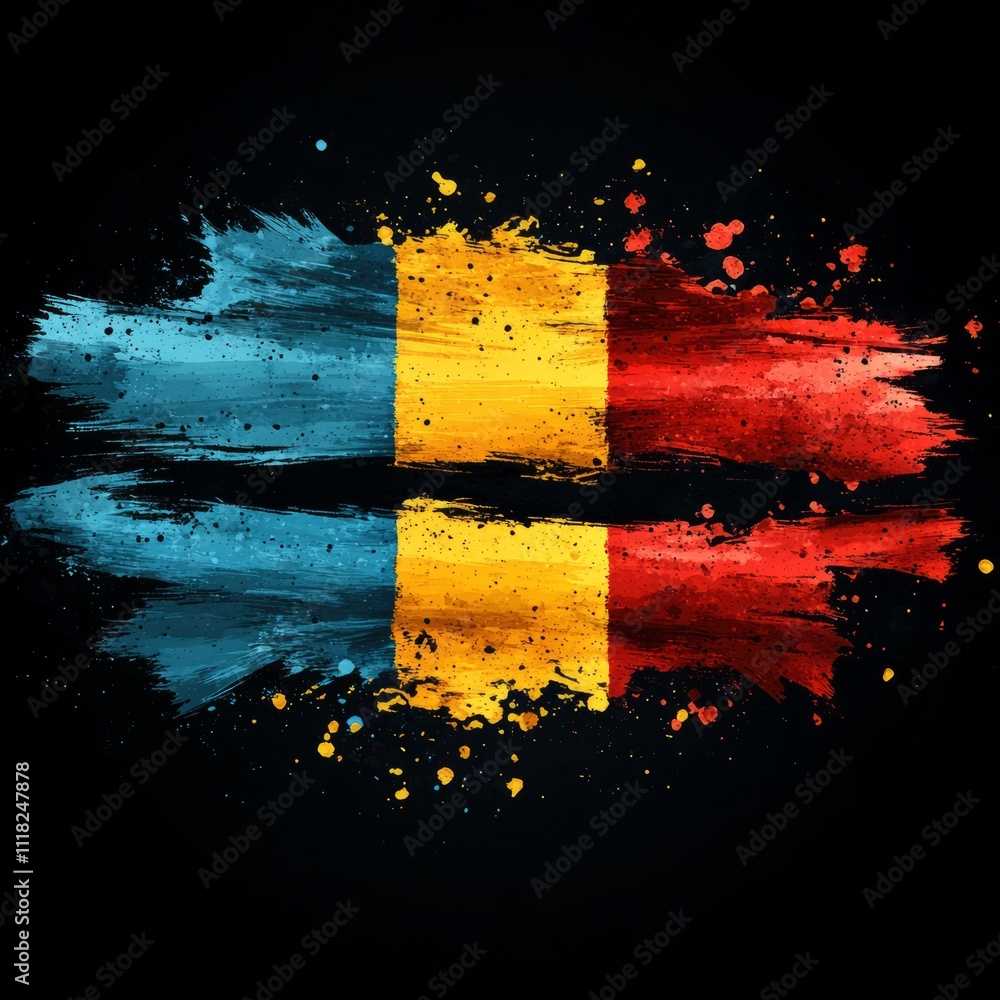 Rasta-colored flag background with a brush stroke effect. Black History ...