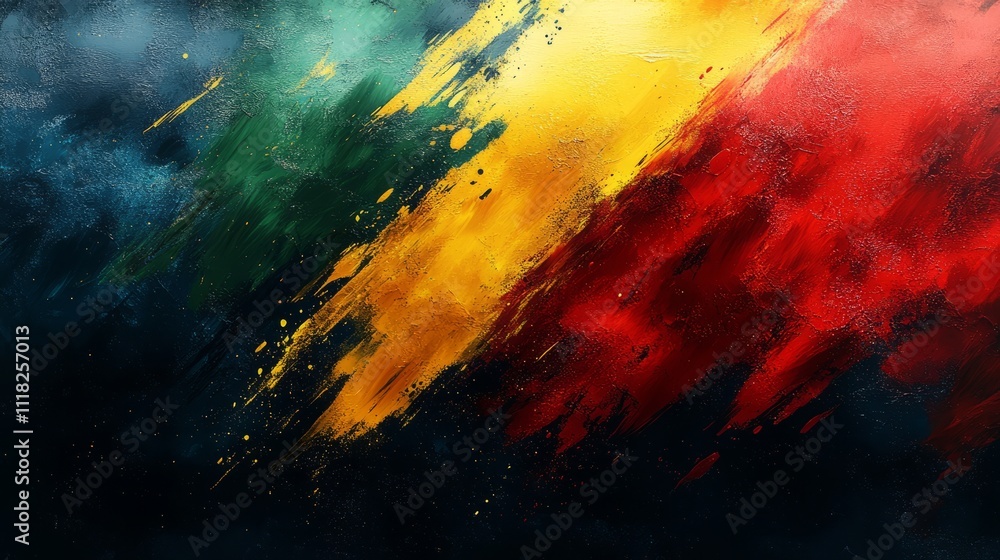 Rasta-colored flag background with a brush stroke effect. Black History ...