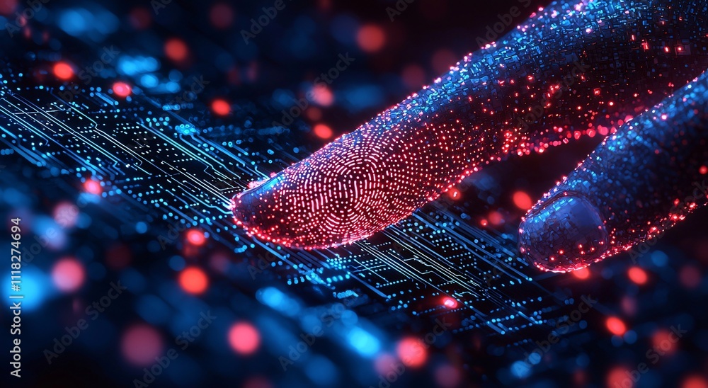 Futuristic Fingerprint Scan Digital Identity Cybersecurity Biometric Authentication Stock ...