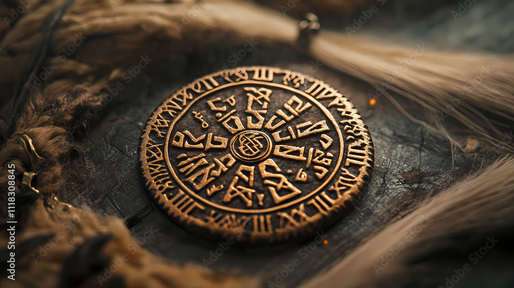 Vegvisir, viking symbol, futhark runes circle, protection amulet, norse ...