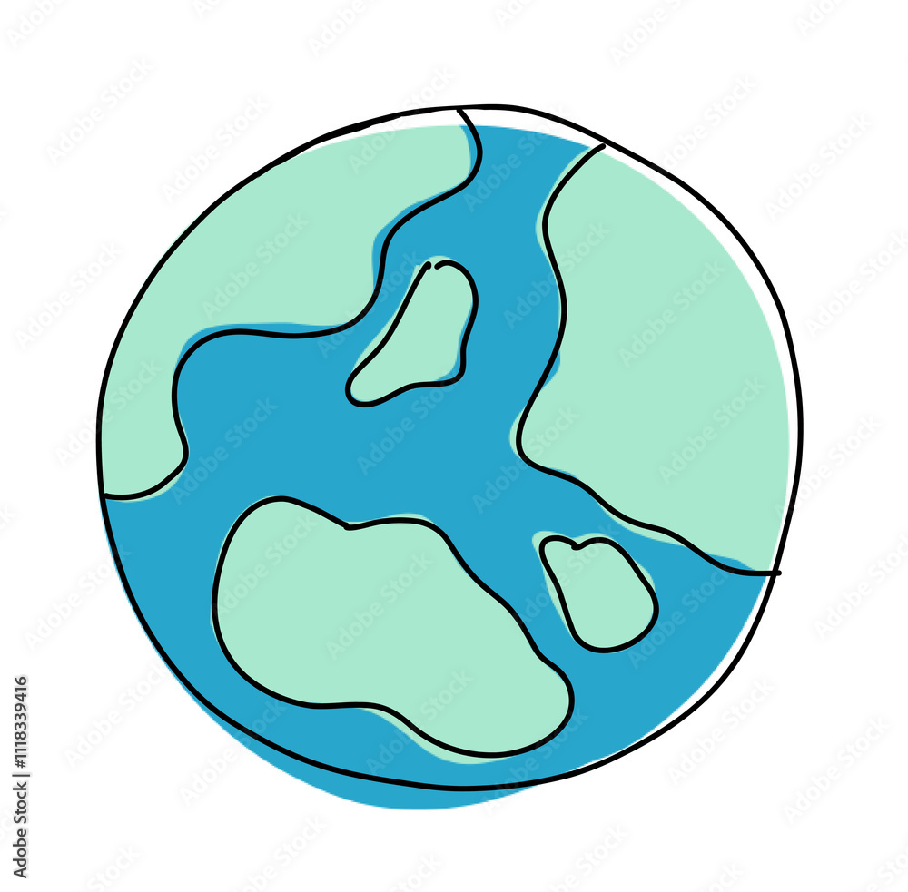 Cute Planet earth globe doodle hand drawn website icon kids child ...