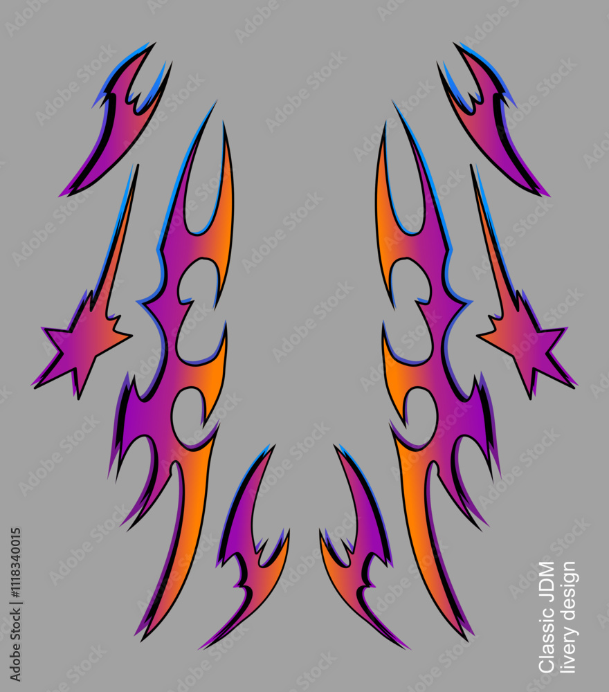 Colorful 3D Tribal livery design for jdm cars, abstract wrap design for ...