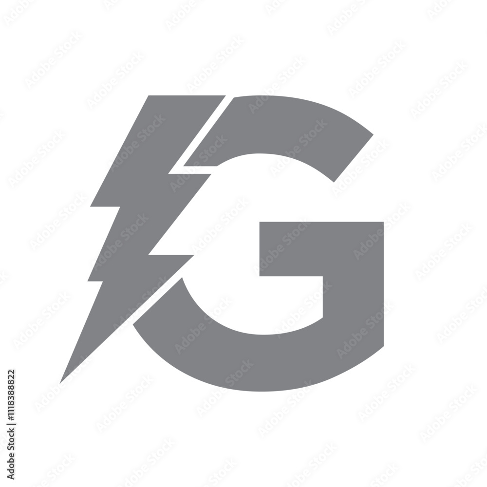 Letter G For Electric Logo Combination With Lightning Thunder Bolt Icon ...