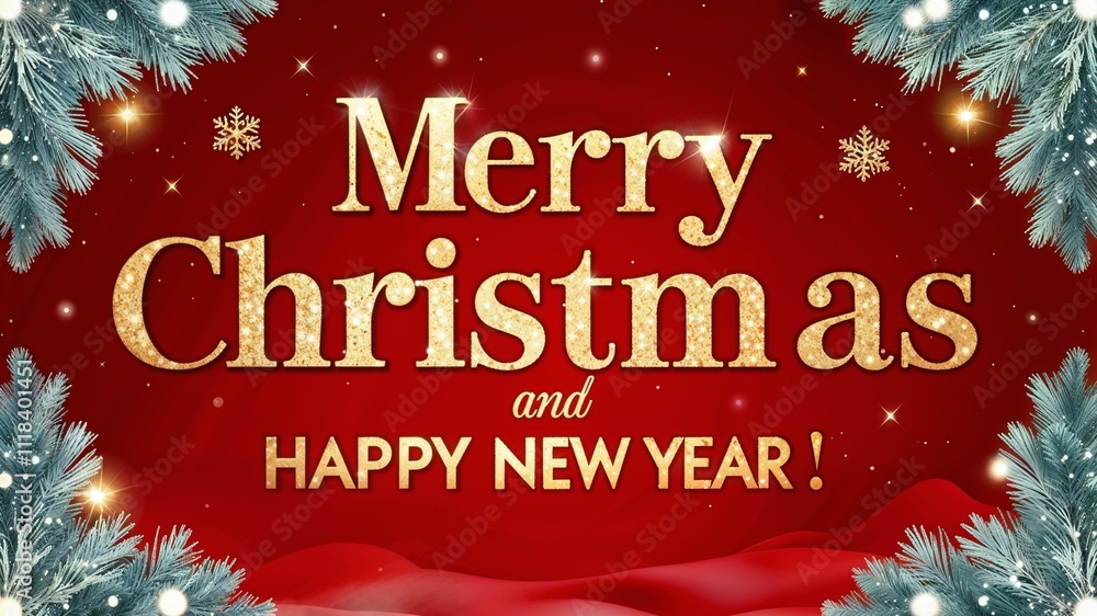 merry christmas sparkle red banner design template luxury text style ...