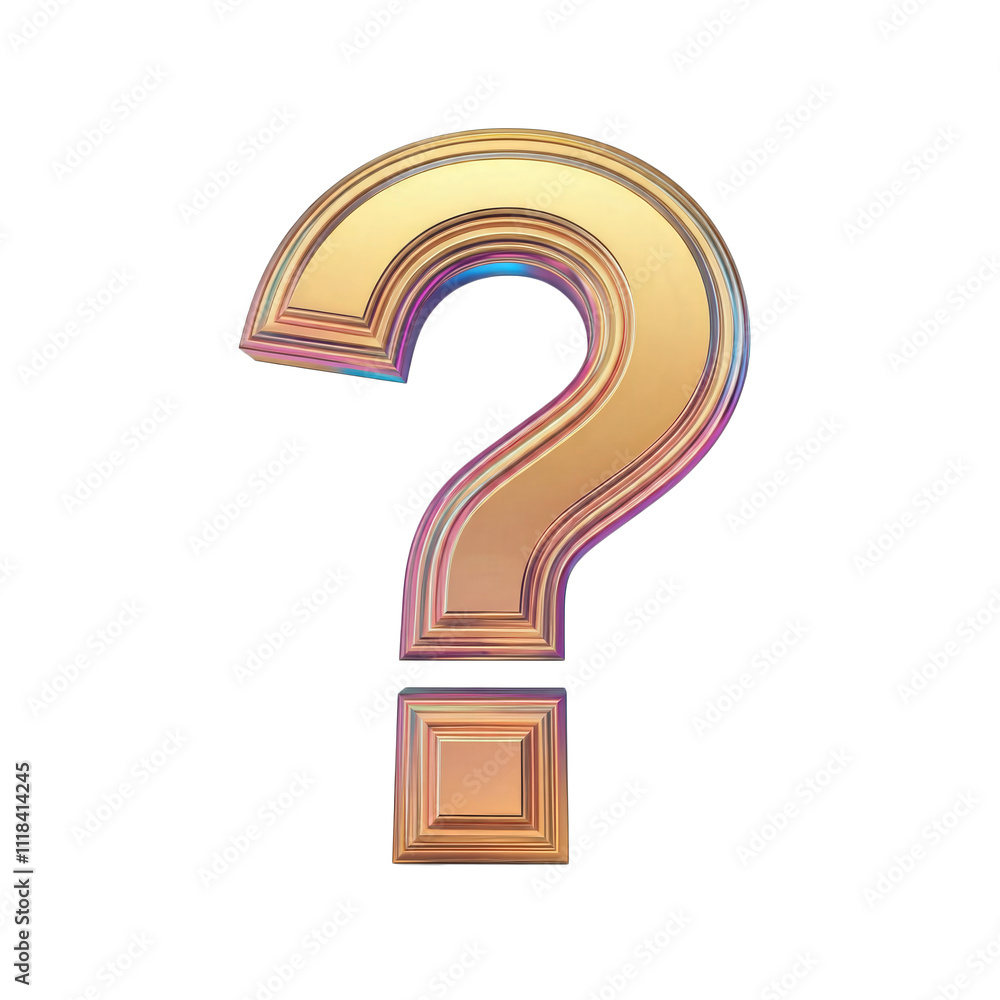 png question mark metal holographic Iridescent 3d render icon isolated ...