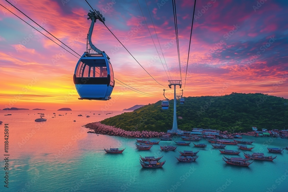 Experience an unforgettable sunset ride on a cable car over the ocean ...