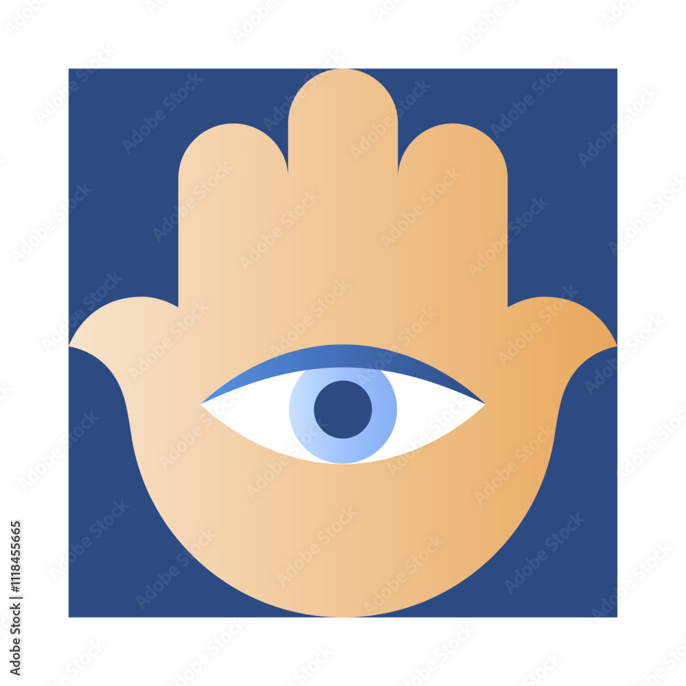 Vector gold hamsa emblem.Hand with open eye..Jewish ahd arabic amulet ...