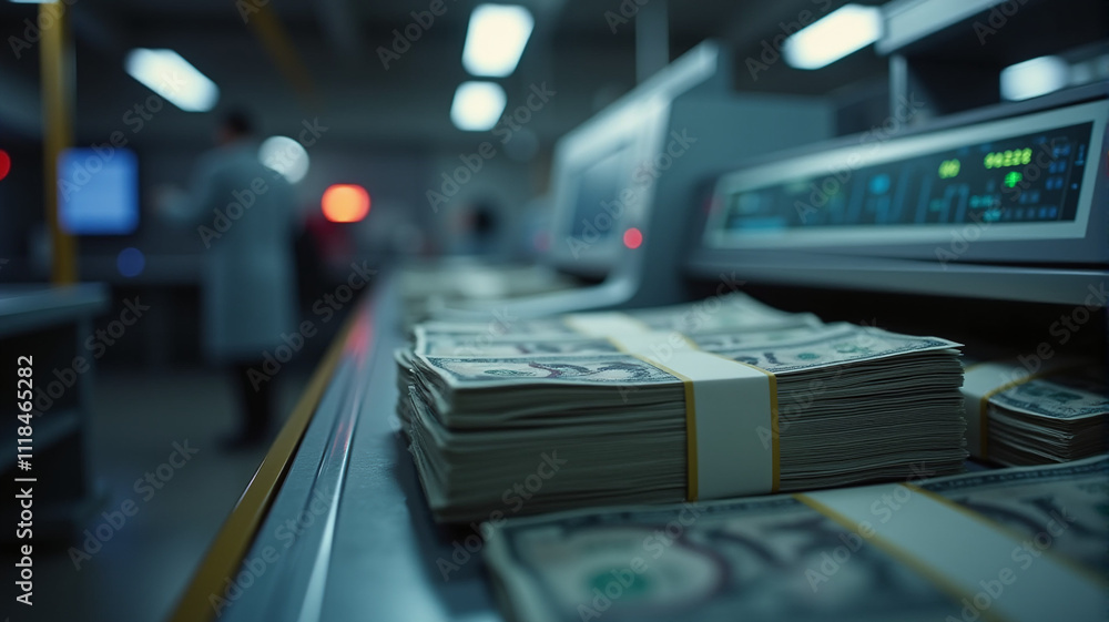 Currency Processing in Secure Banking Facility, Professional Money ...