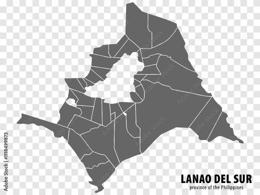 Blank map Lanao del Sur of Philippines. High quality map Province of Lanao del Sur with ...