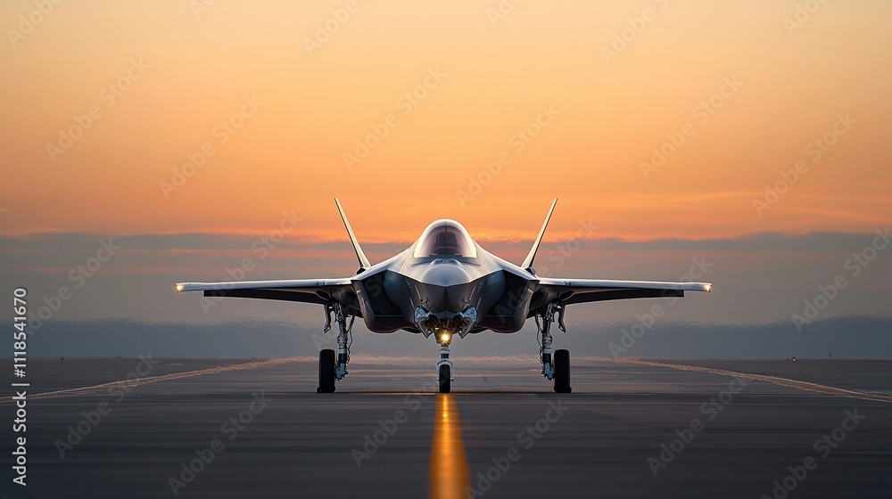 F-35C Lightning II captured at sunset, dramatic rear angle with forced ...