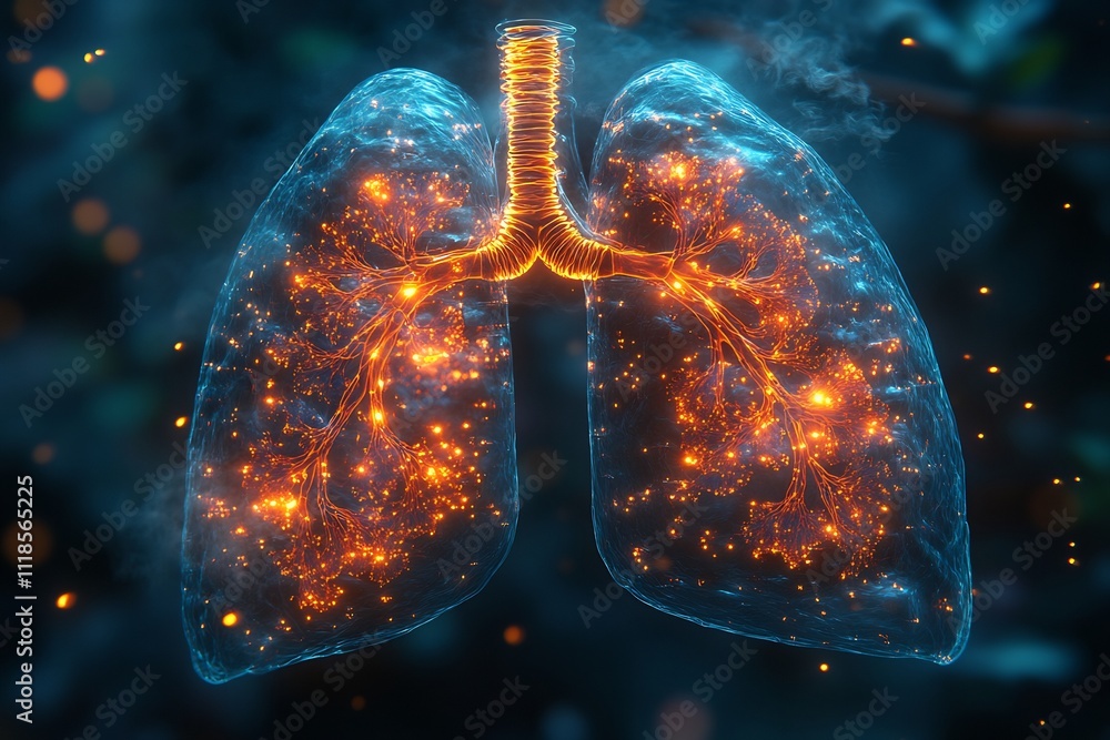 Futuristic anatomy interface depicting structure and gas exchange ...