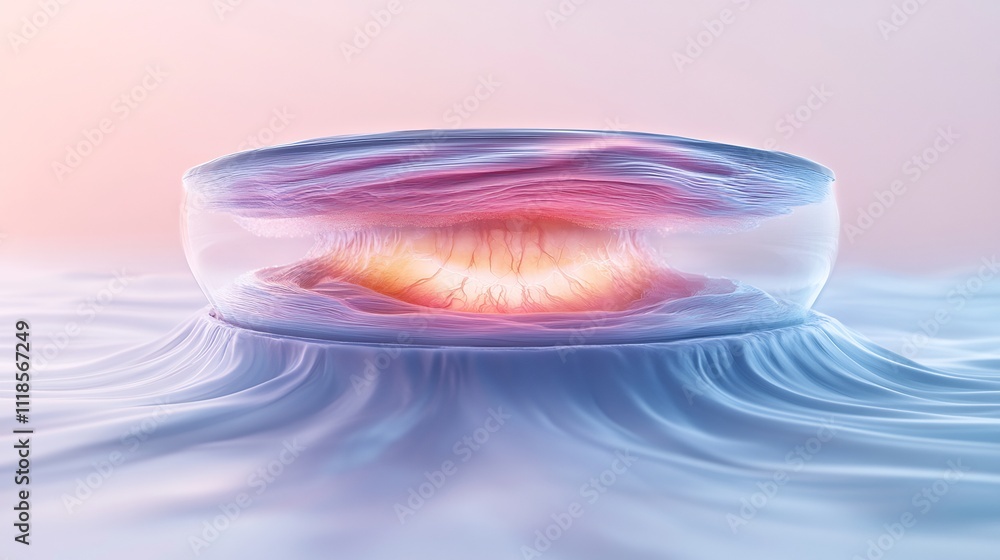 Holographic 3D eye structure showing lens retina cornea and optic nerve ...