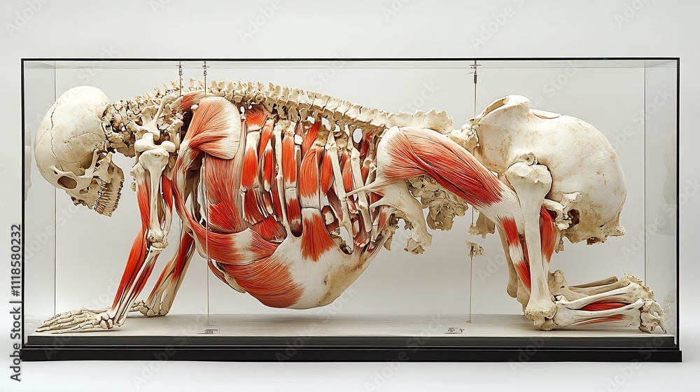 Abdominal Muscle Tissue Render 3D Showing Layered Fibers and Their ...
