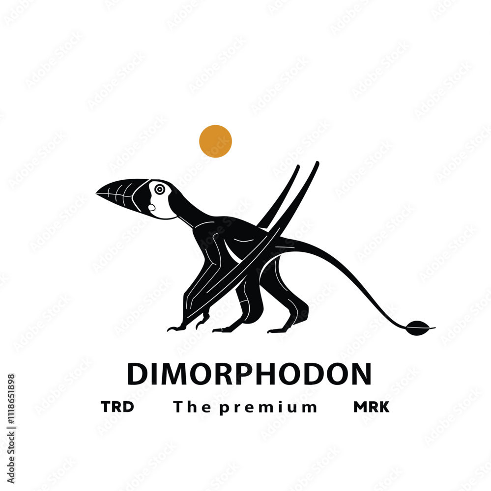 vintage hipster flying dinosaur, dimorphodon logo vector silhouette art ...