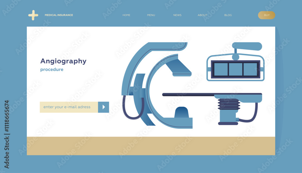 Angiography Procedure. Medical Equipment. Modern Flat Vector Concept ...