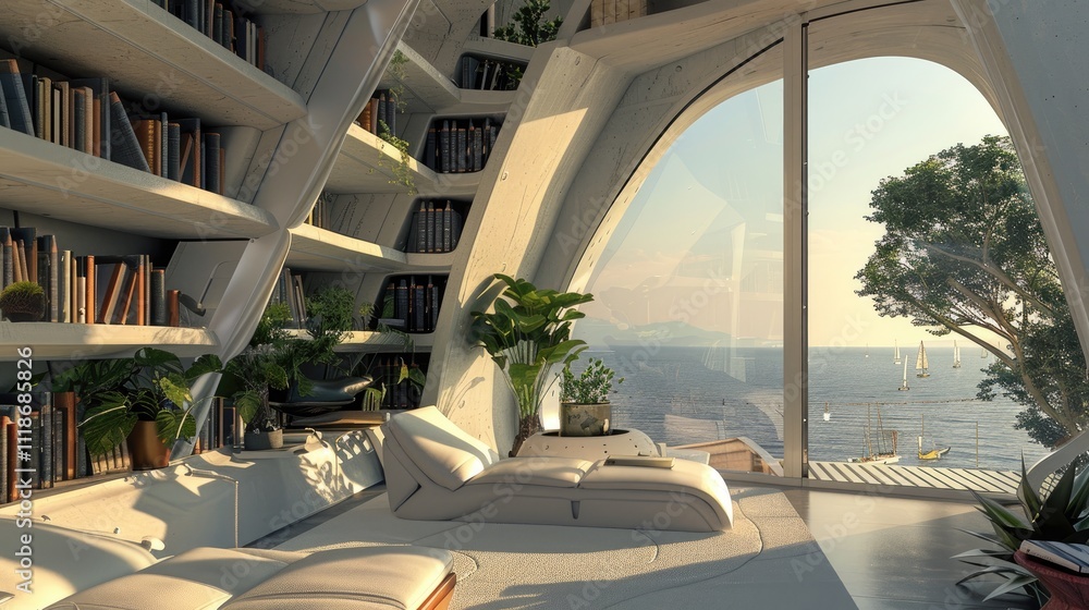 Monastery inspired office with peaceful meditation rooms and stained ...