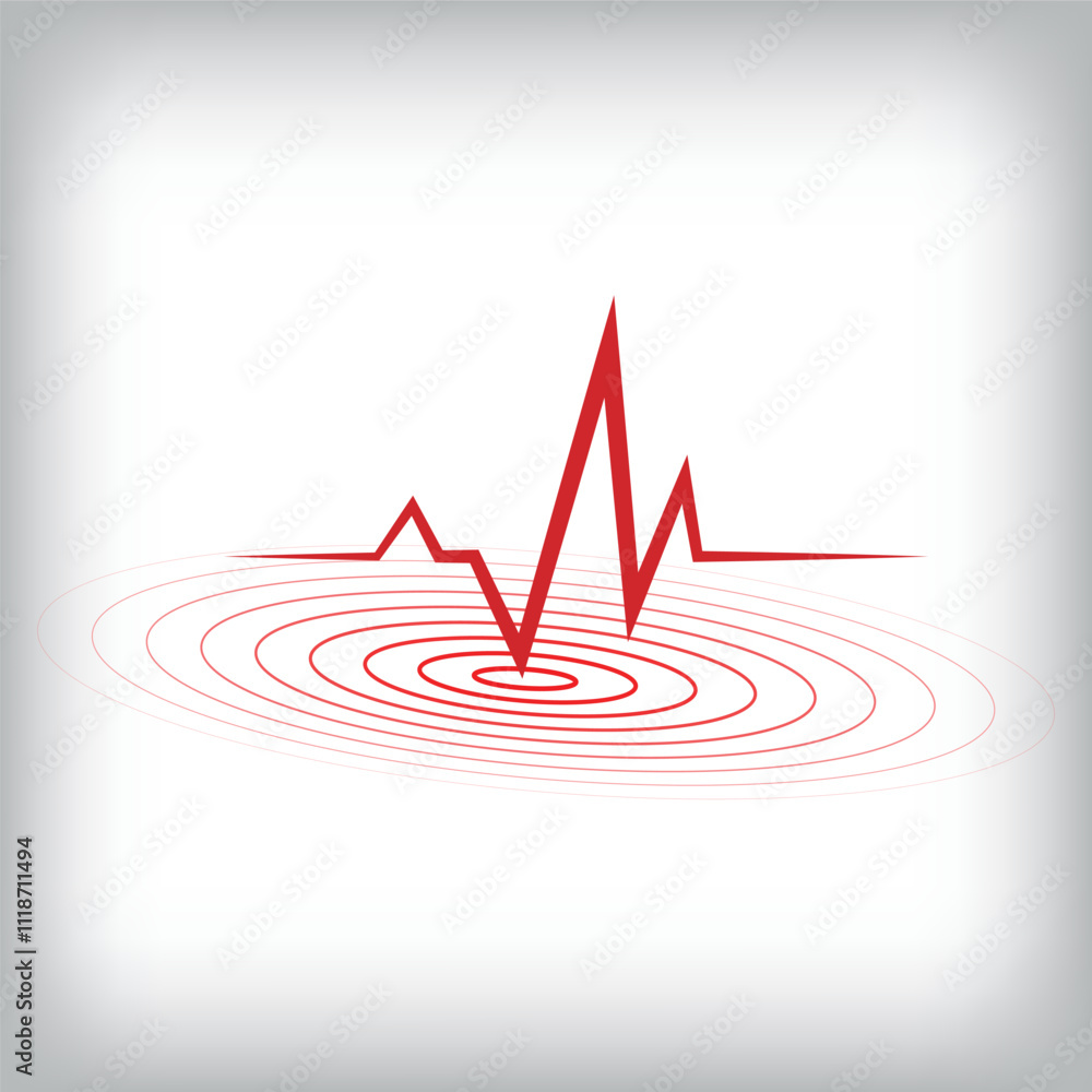 Horizontal earthquake line and radial lines. vector that can be added ...