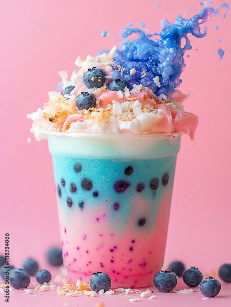 Fanciful bubble tea with intricate topping design Stock Photo | Adobe Stock