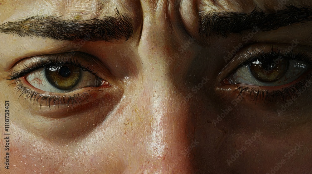 Persons face contorted in pain, subtle expression, focus on furrowed ...