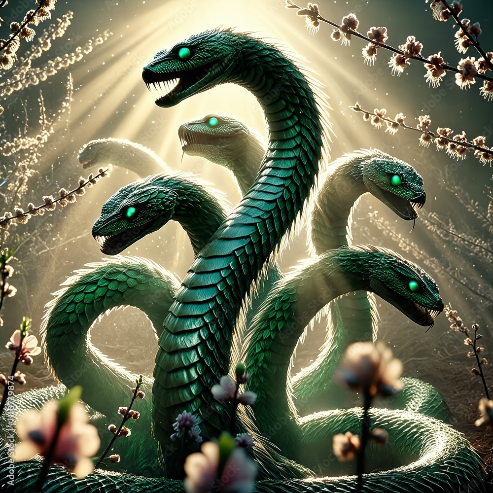 Hydra, a many-headed monster from ancient Greek mythology. When it ...