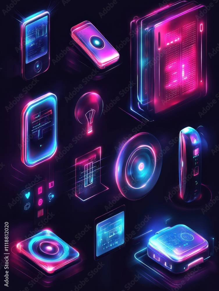 Intelligent devices abstract concept vector illustration set. Connected ...