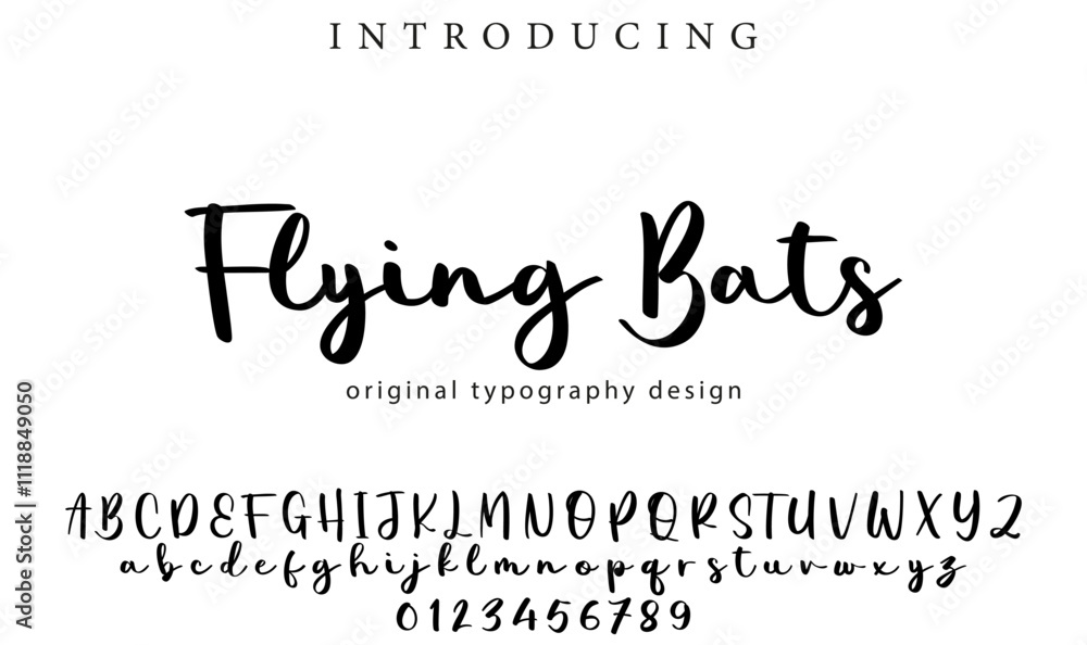 Flying Bats Font Stylish brush painted an uppercase vector letters ...