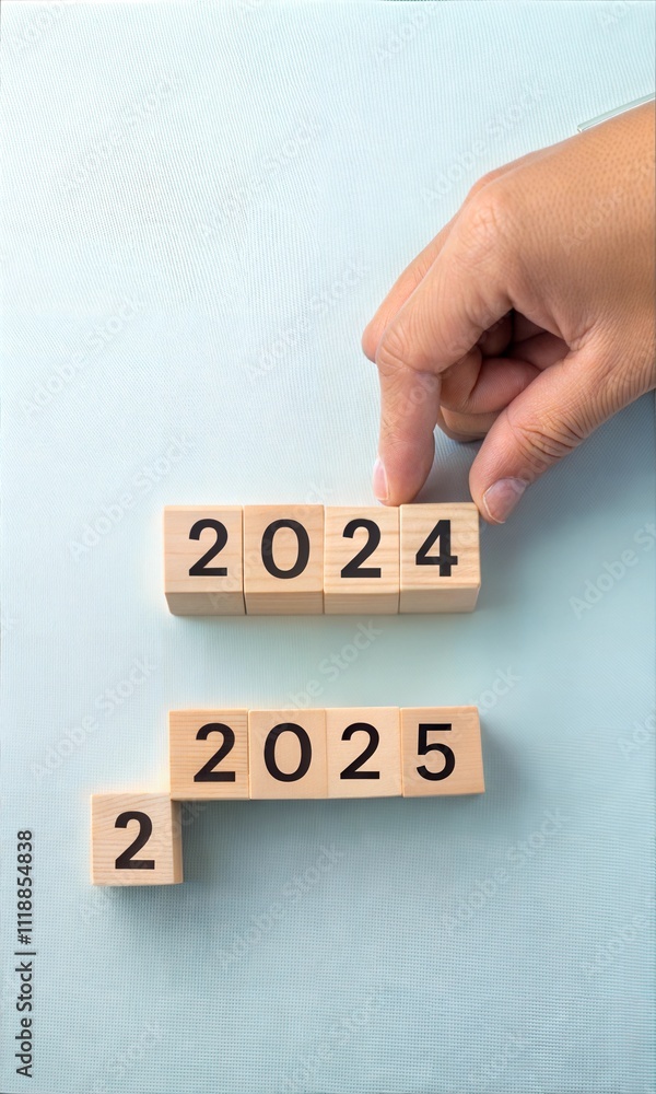 Стоковое фото «Loading Progress Bar from 2024 to 2025 with Wooden ...