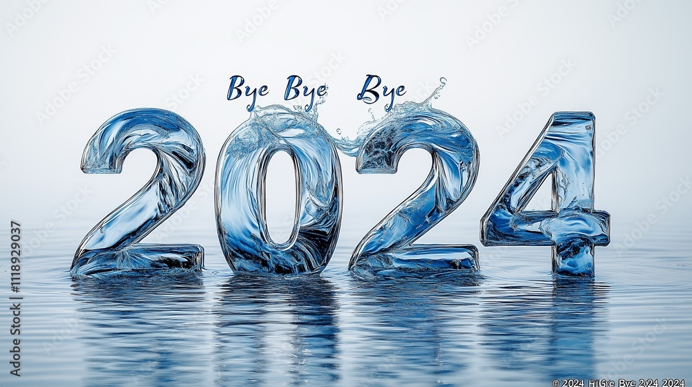 Bye Bye 2024 Realistic liquid forming the numbers 2024 with smooth ...