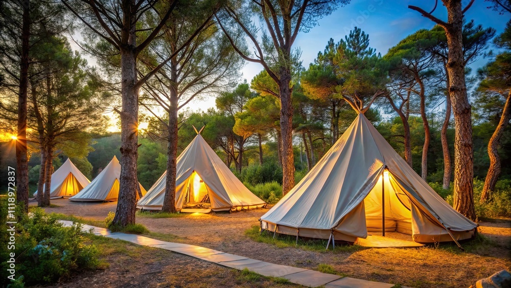 Luxurious glamping experience with teepee camping tents set in a ...