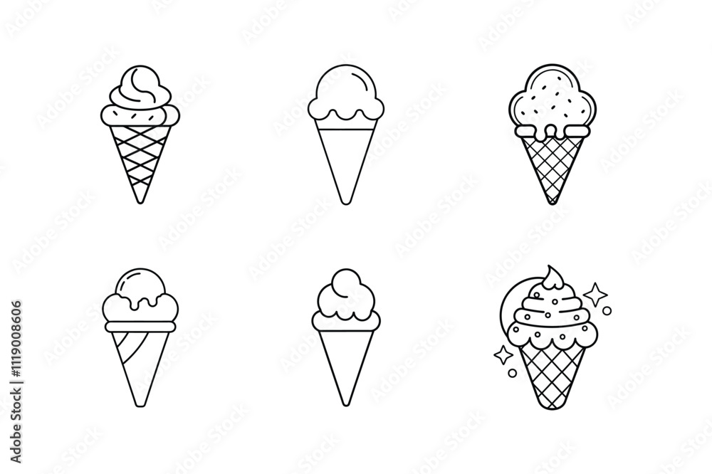 ice cream cone icon line art vector illustration Stock Vector | Adobe Stock