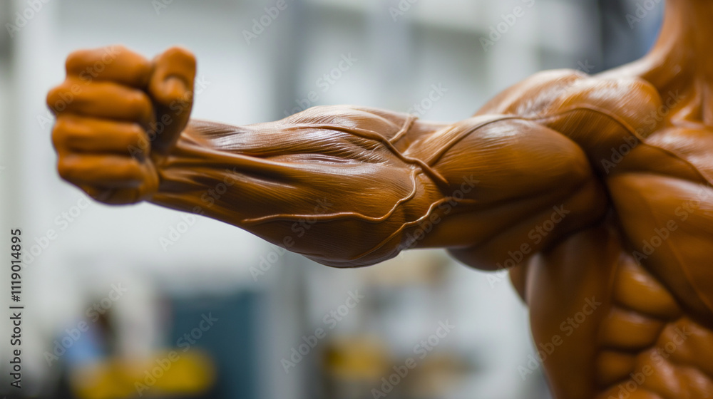 Stock-Illustration „Muscular arm flexing with detailed veins and ...