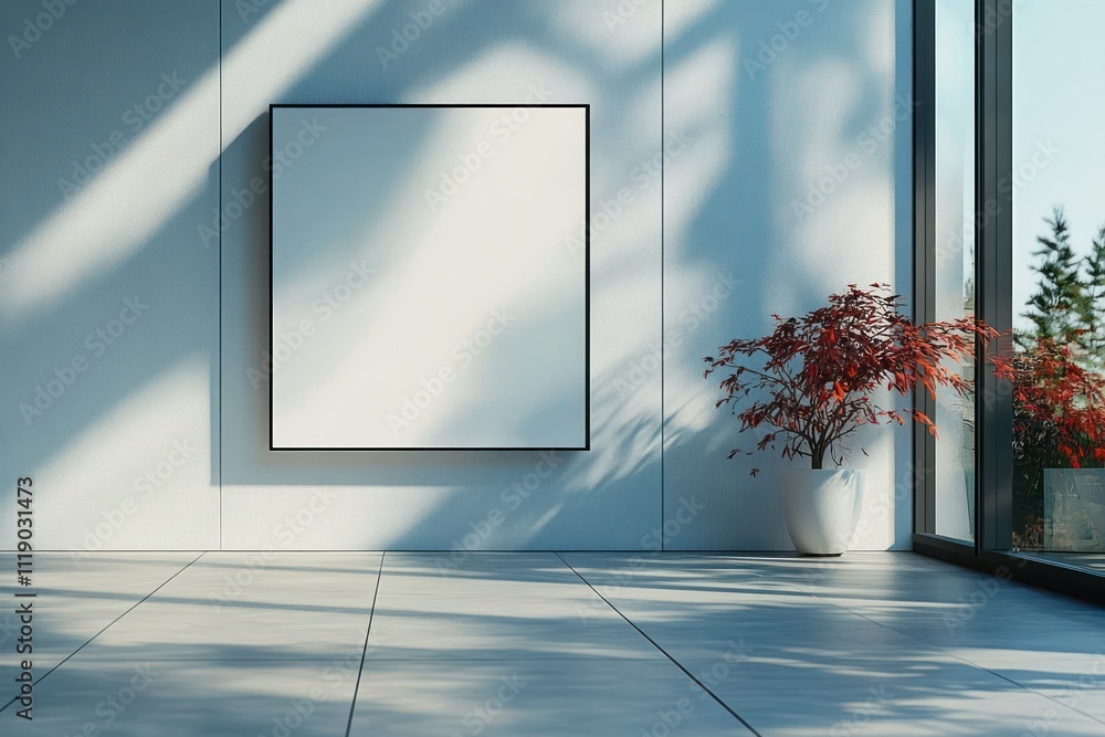 Blank facade billboard in daylight urban modern architecture with soft ...