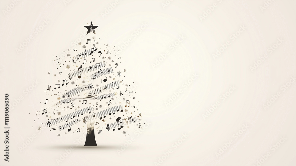 Musical Christmas Tree: A minimalist Christmas tree design, composed of ...
