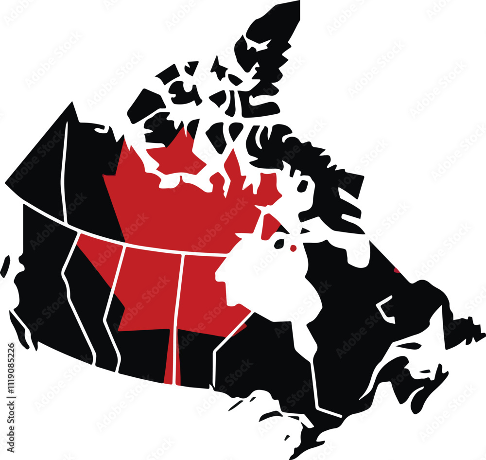 Vector de Stock canada map isolated Vector, canada map Silhouette ...