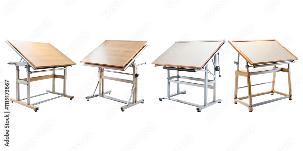Wooden Drafting table design isolated on transparent background Stock ...