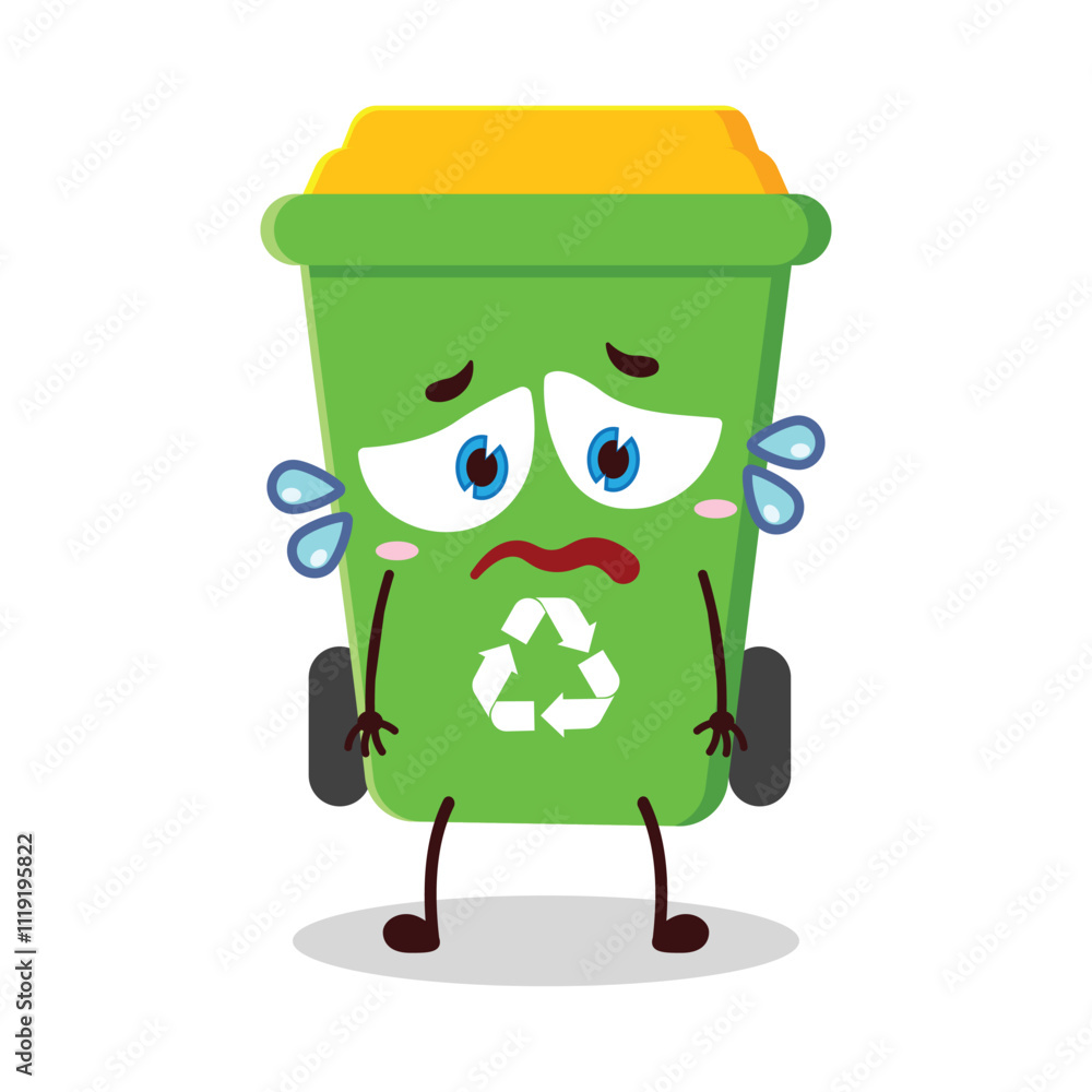cute depressed expression of trash bin cartoon character Stock Vector ...