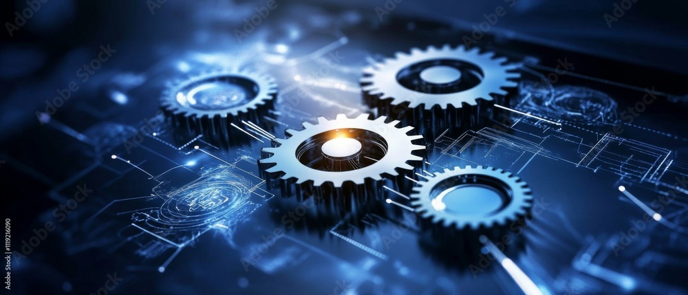 Automation concept depicted with interconnected gears and cogwheels ...