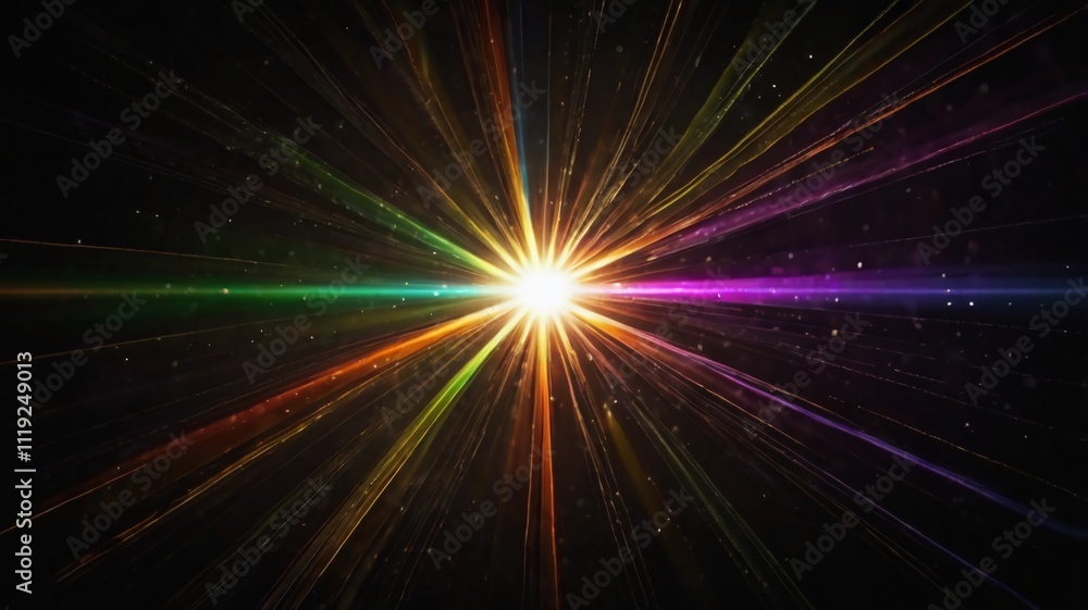 Lens flare effect on black background. Abstract Sun burst, sunflare for ...
