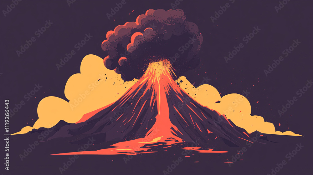 Volcano eruption animation set isolated on black background. Vector ...