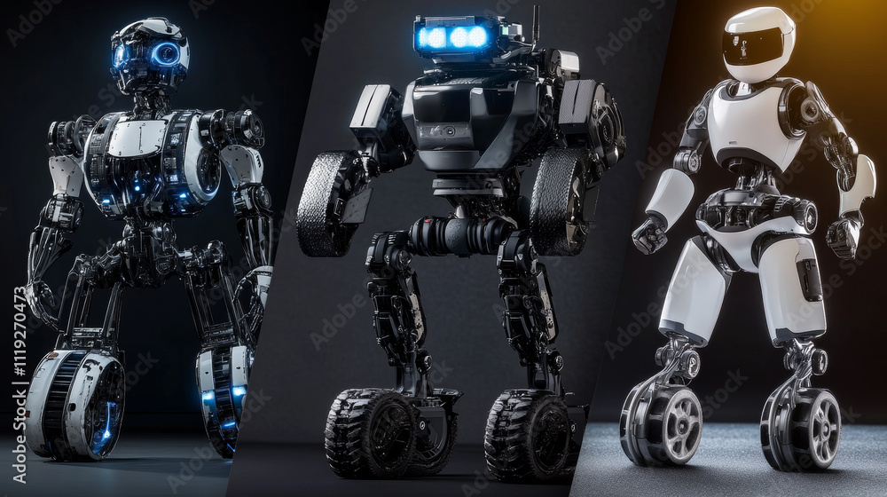 Humanoid robot evolution levels set. Vector cartoon illustration of ...